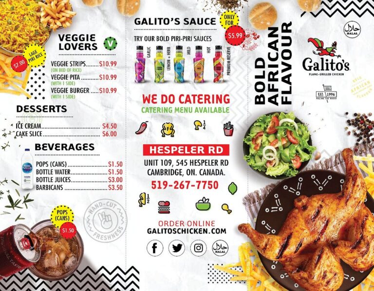 Galitos Menu With Updated Prices in South Africa 2024