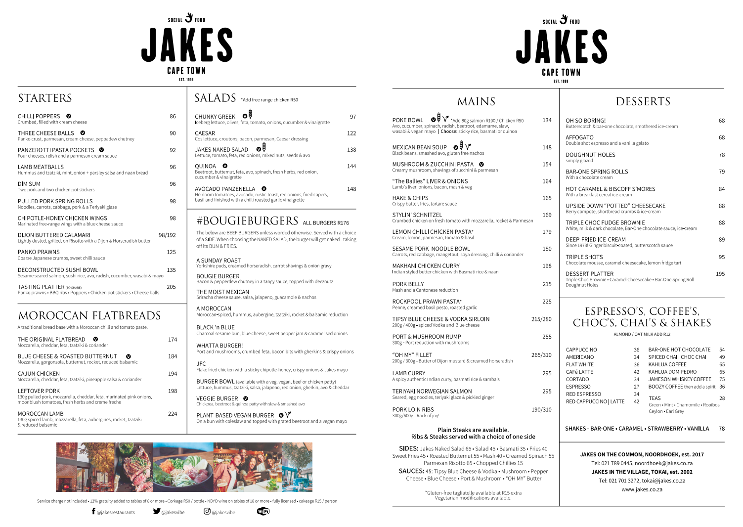 Jakes Steenberg Menu With Latest Prices 2024