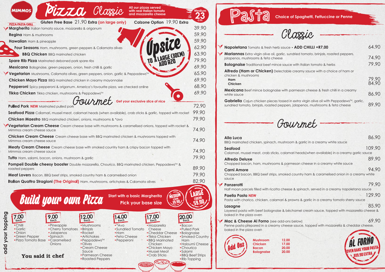 Mimmos Menu With Latest prices 2024